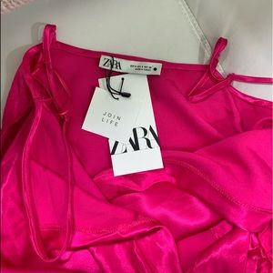 Zara | Dresses | Zara Hot Pink Side Ruche Slip Dress Nwt | Poshmark